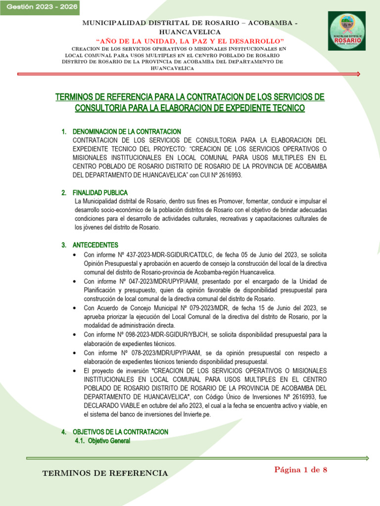 Tdr Local Comunal | PDF | Presupuesto