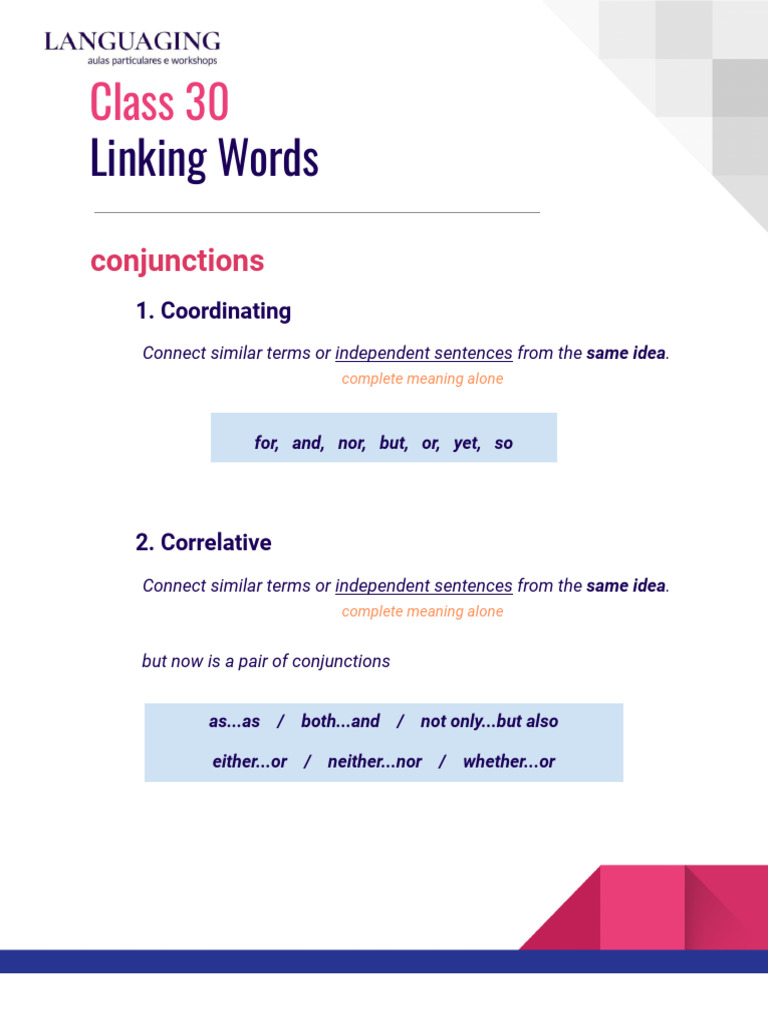 Advanced Class 30 - Linking Words | PDF