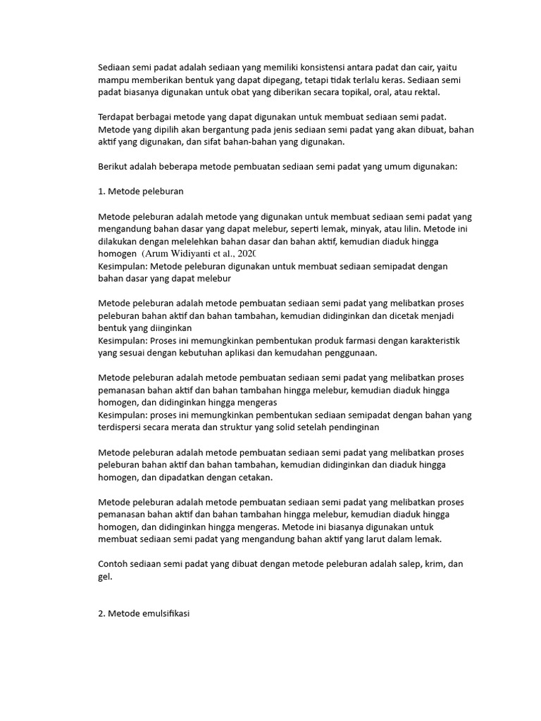 Sediaan Semi Padat Adalah Sediaan Yang Memiliki Konsistensi Antara ...