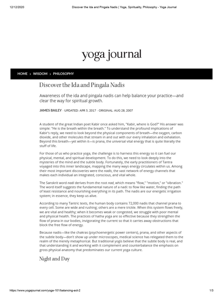 Discover The Ida and Pingala Nadis - Yoga, Spirituality, Philosophy ...