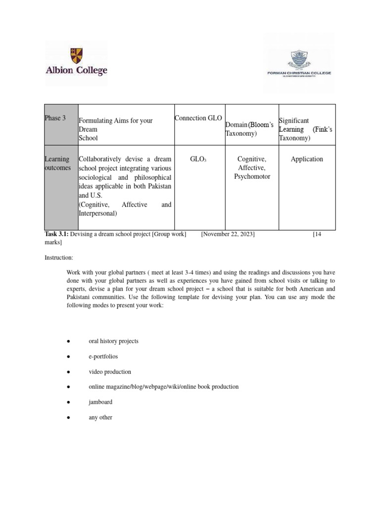 Dream School Project | PDF | Classroom | Project Based Learning