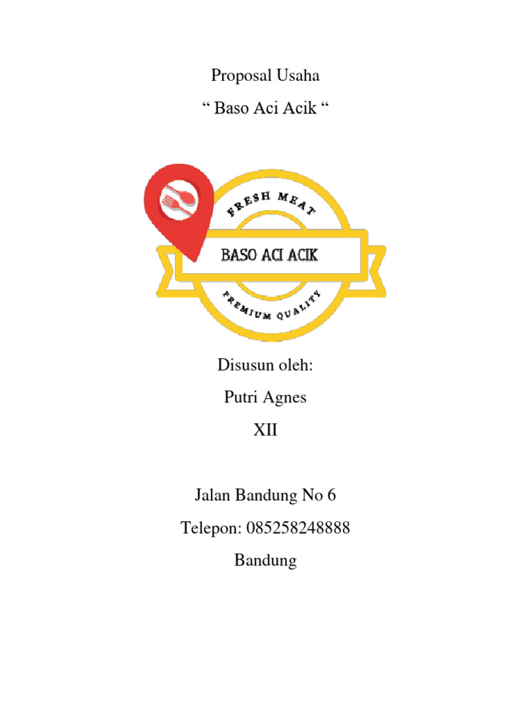 Proposal Usaha Bakso Aci Acik | PDF | Memasak, Makanan, & Anggur