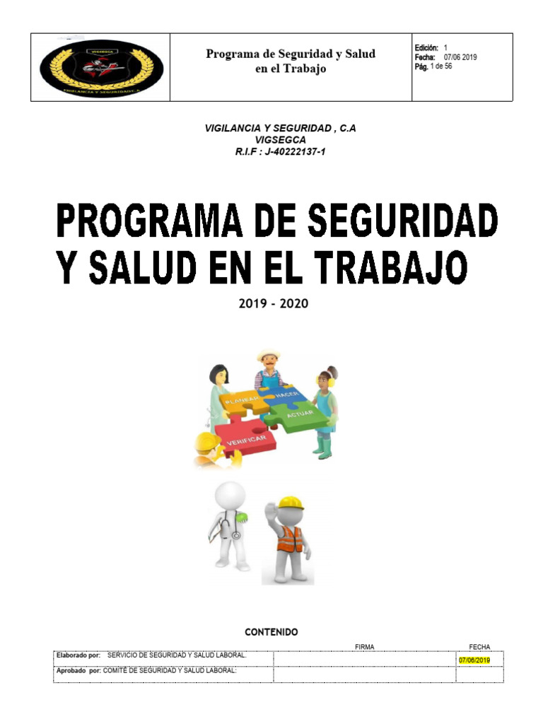 Programa de Seguridad y Salud Laboral | PDF | Seguridad y salud ...