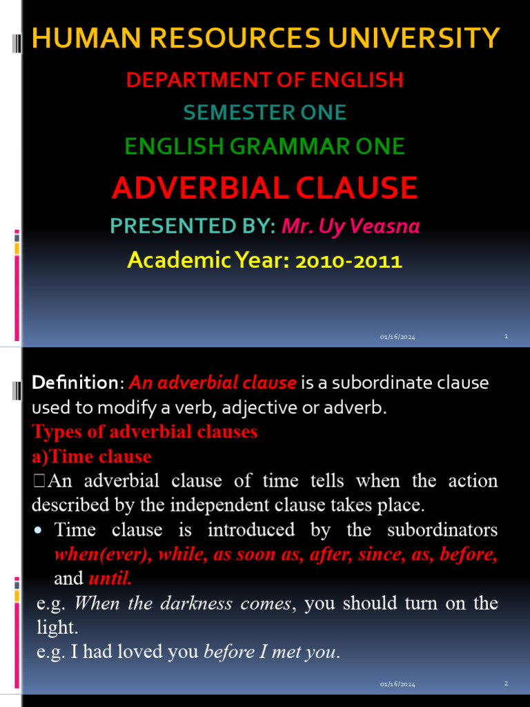 Adverb Clause | PDF | Adverb | Clause