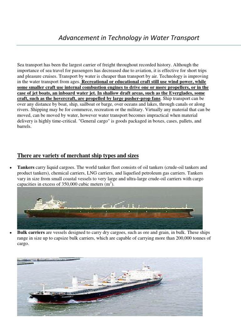 Advancement in Technology in Water Transport | PDF | Containerization ...