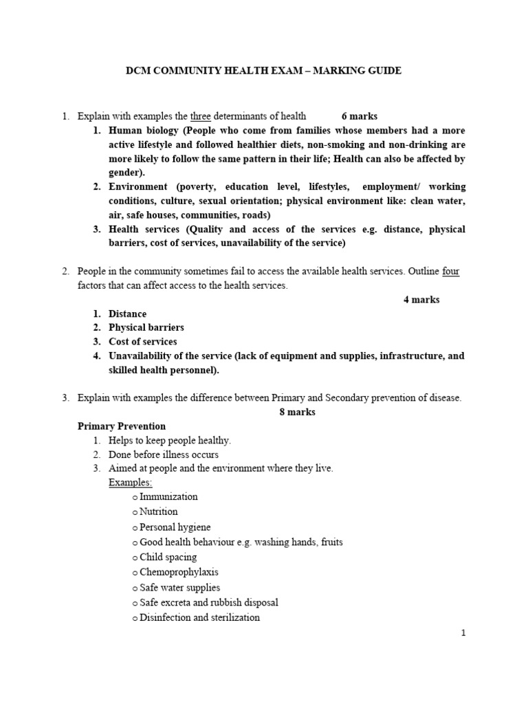 Dcm Community Health Exam -Marking Guide | PDF