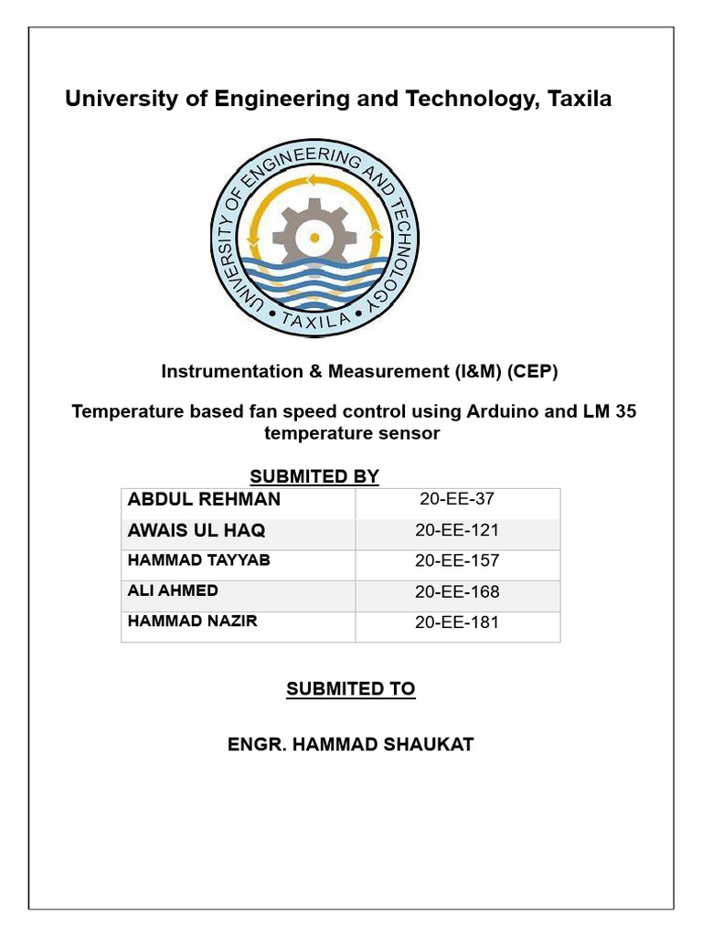 University of Engineering and Technology, Taxila | PDF | Arduino ...