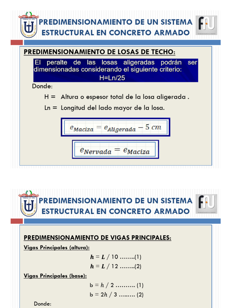 Predimenionamiento de Un Sistema Estructural en C.A. | PDF | Concreto ...