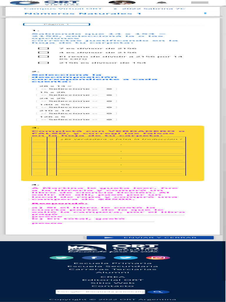 Números Naturales 1 - Matemática - Campus Virtual ORT | PDF
