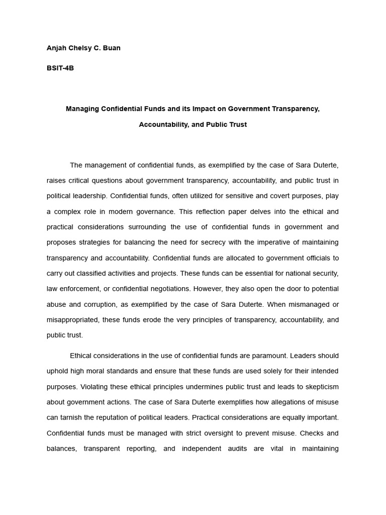 Reflection Paper | PDF | Accountability | Transparency (Behavior)