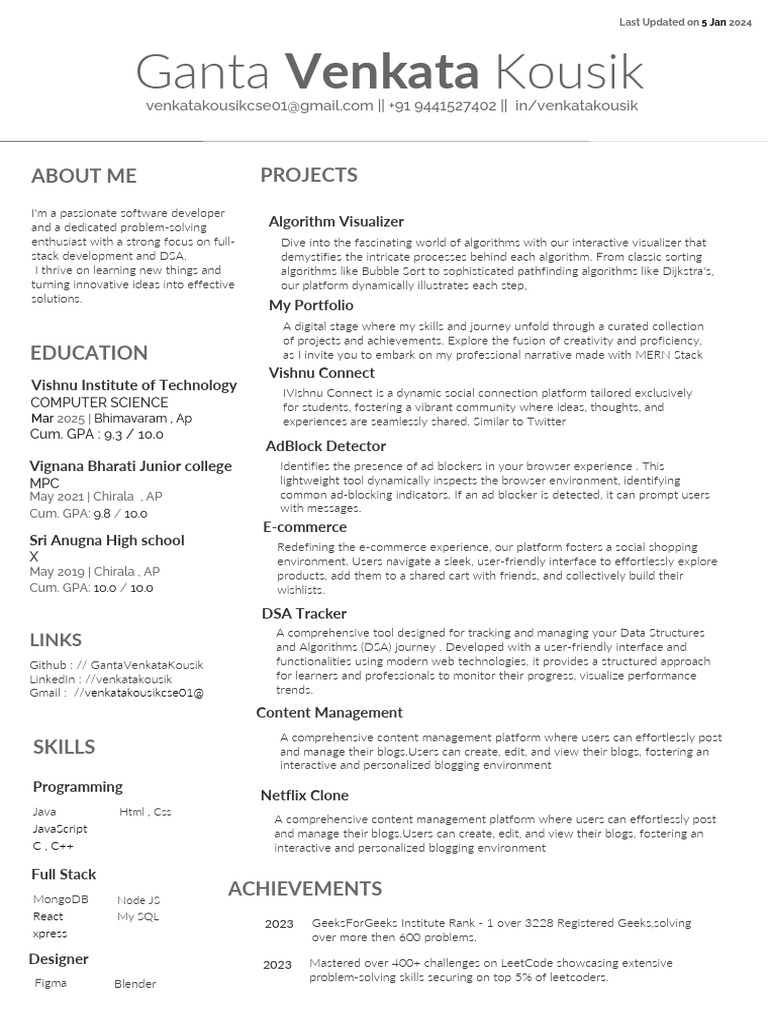 GVK Resume | PDF | Computing | Computer Engineering