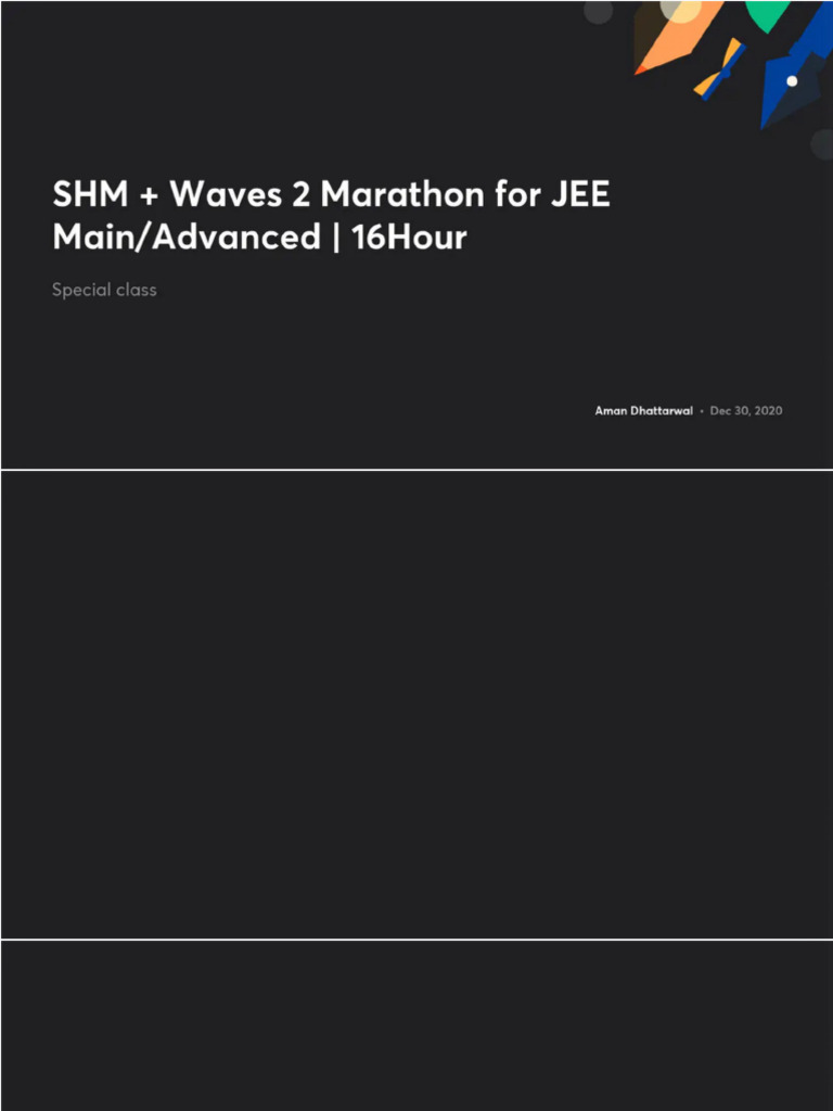 SHM Waves 2 Marathon For JEE MainAdvanced 16hour No Anno | PDF