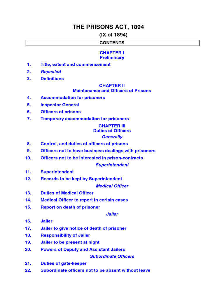 Prisons Act 1894 | PDF | Prison | Penal Labour
