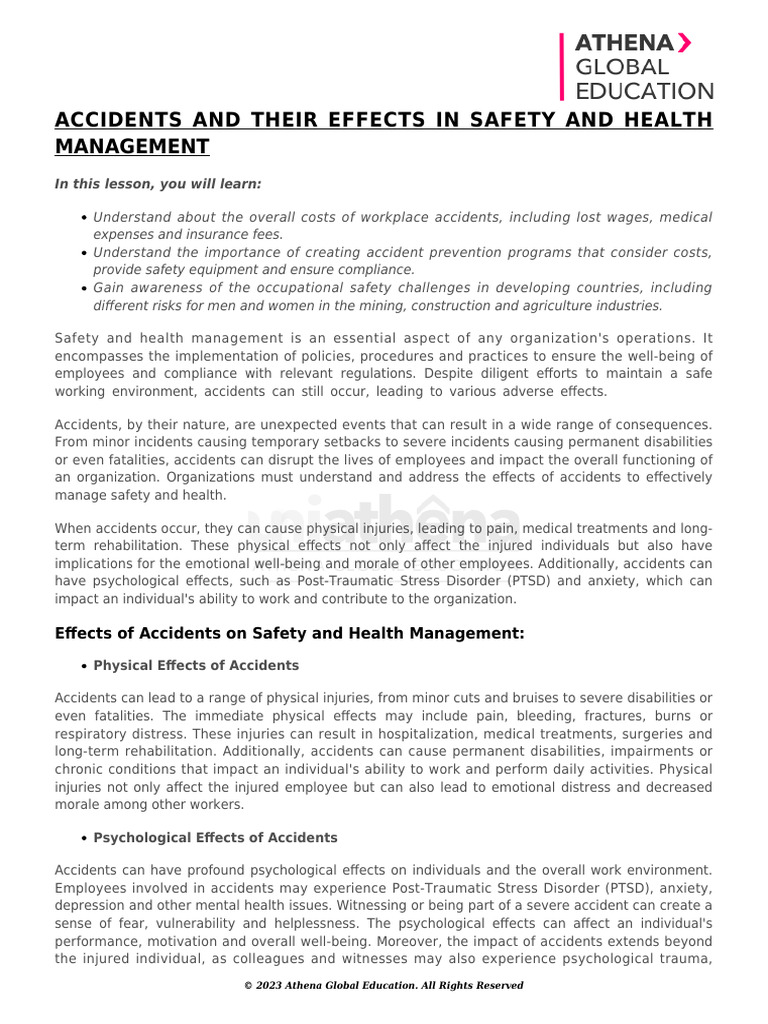 MOSH Module 2 Lesson 2 | Download Free PDF | Occupational Safety And Health | Injury