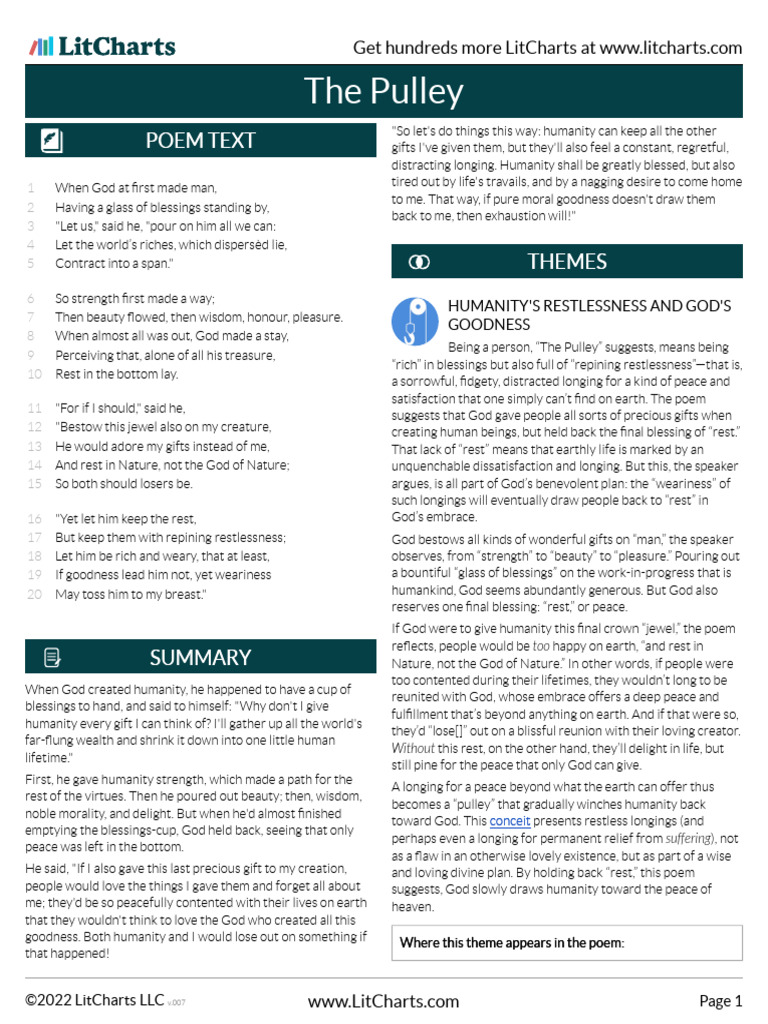 LitCharts-the-pulley | PDF | Metre (Poetry) | Poetry