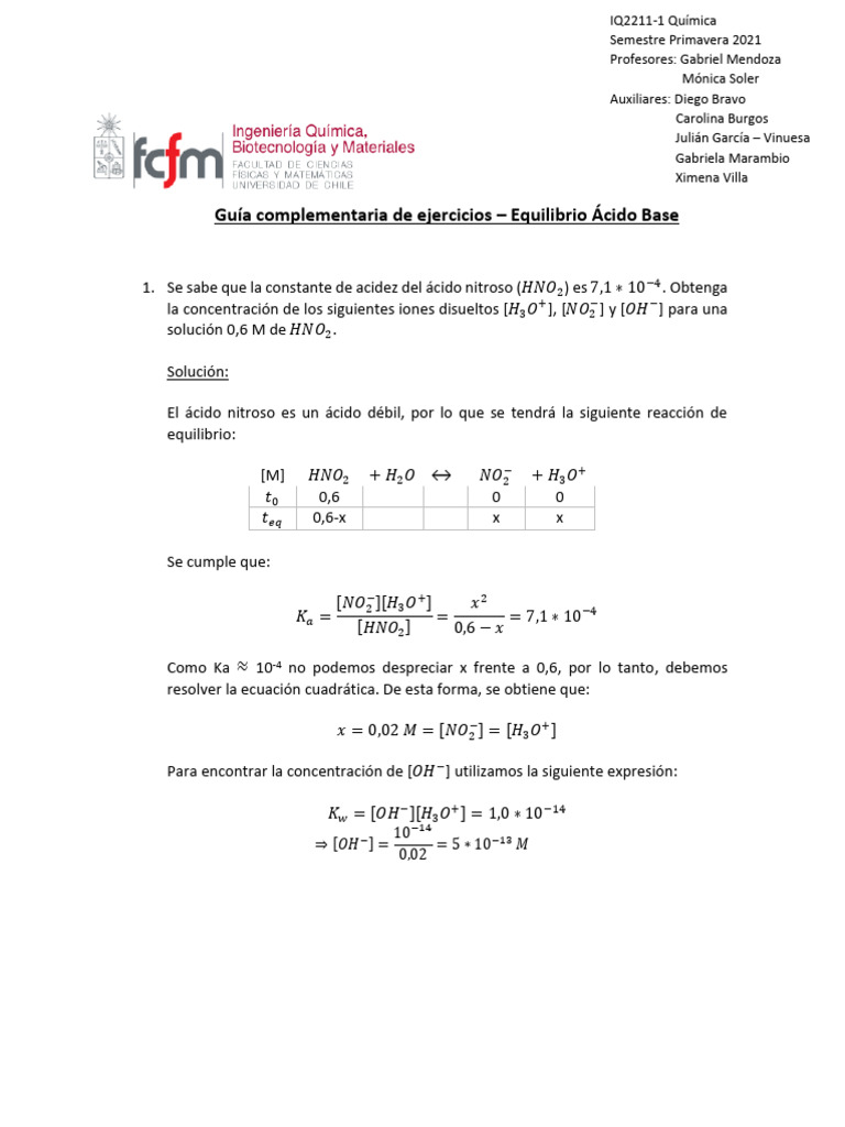 IQ2211 1 Gu A de Ejercicios Semana 11 | PDF | Concentración | Ácido