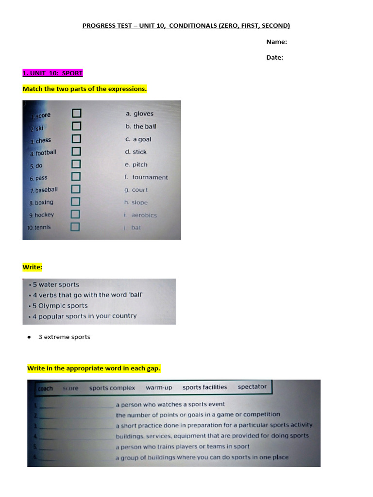 Unit 10, Zero, 1,2 Cond. | PDF | Sentence (Linguistics) | Linguistics