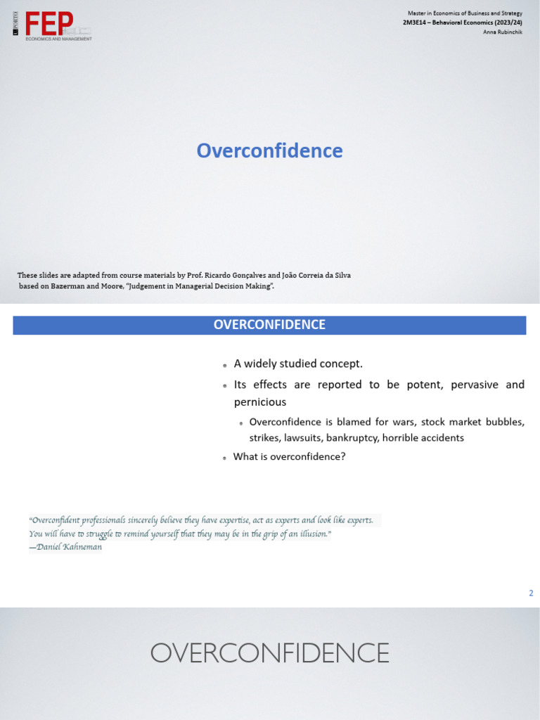 Behavioral Economics: Overconfidence | PDF