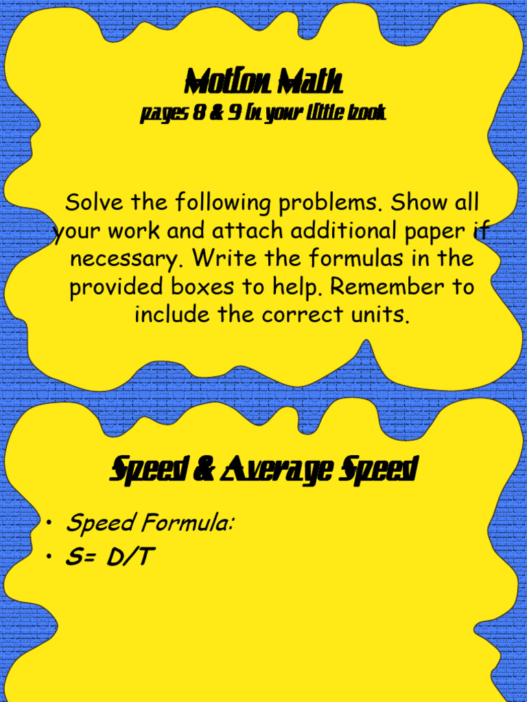 13 Motion Math Little Book Answers | PDF | Speed | Acceleration