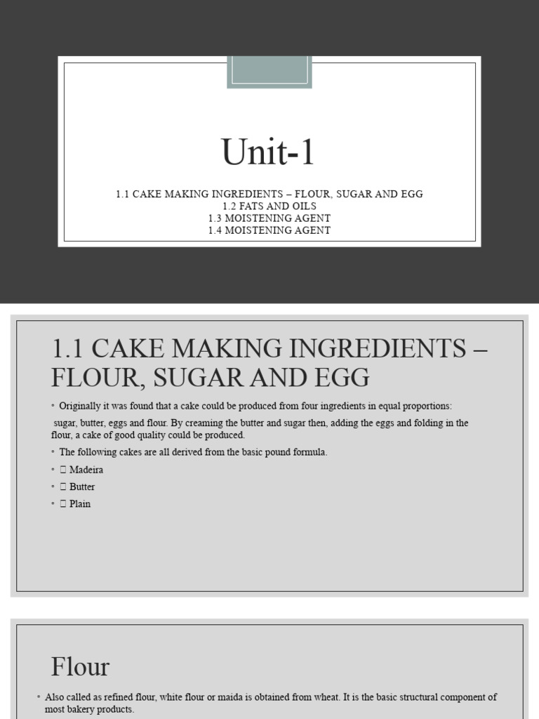 Unit 1 | PDF | Flour | Cakes