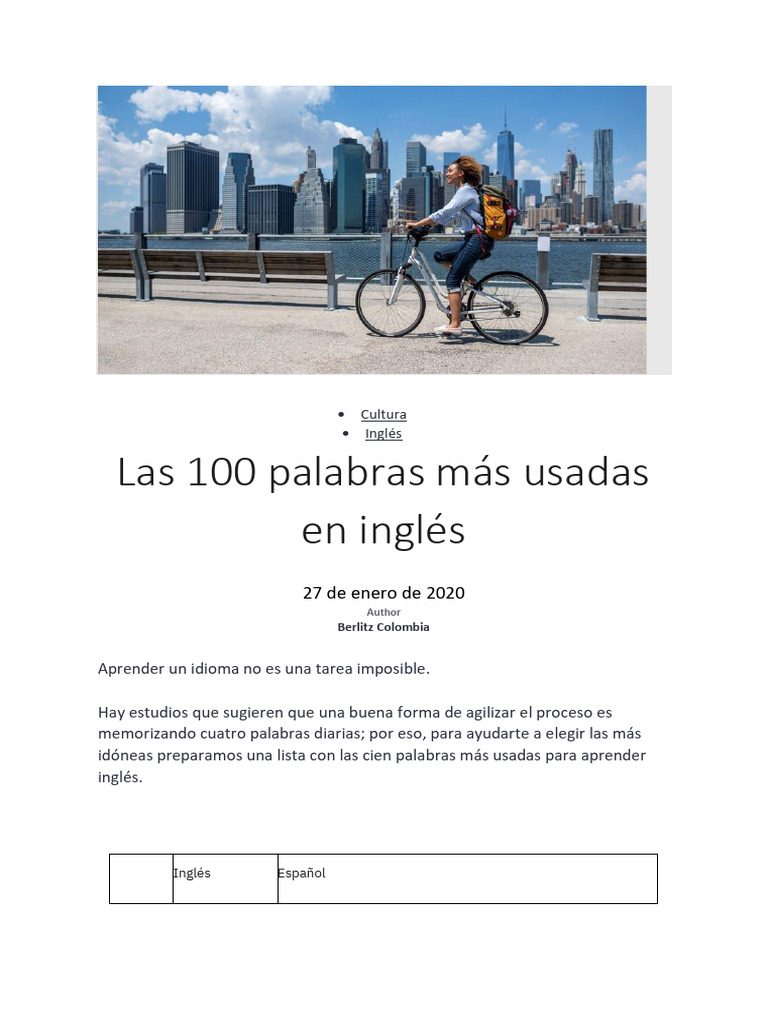 100 Palabras en Ingles | PDF