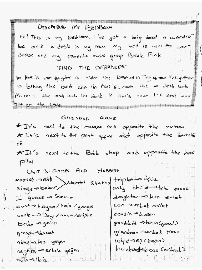 English Notes For Elemantary Class A1 | PDF