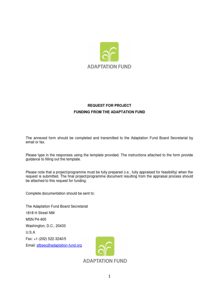 Project Funding Request for Adaptation Fund | PDF | Agriculture ...