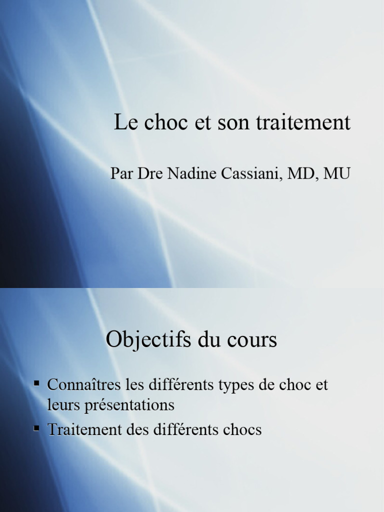 10 Le Choc Et Son Traitement NCassiani | PDF | État de choc circulatoire | Saignement