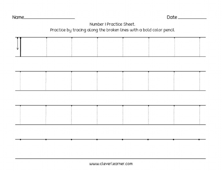 Number One Practice Worksheet Starter | PDF