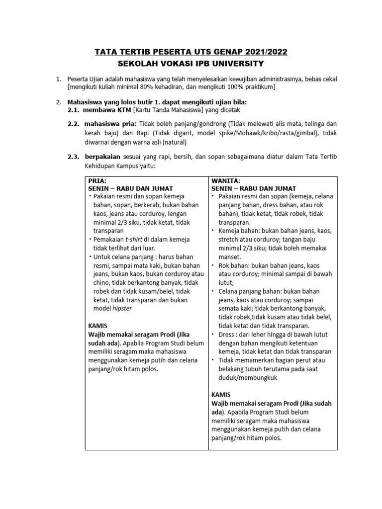 Tata Tertib Uts Genap 2021-2022 | PDF