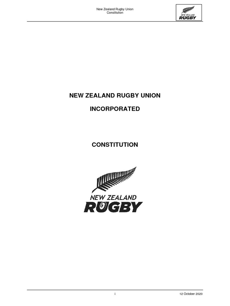 New Zealand Rugby Union Constitution | PDF | Indemnity | Justice