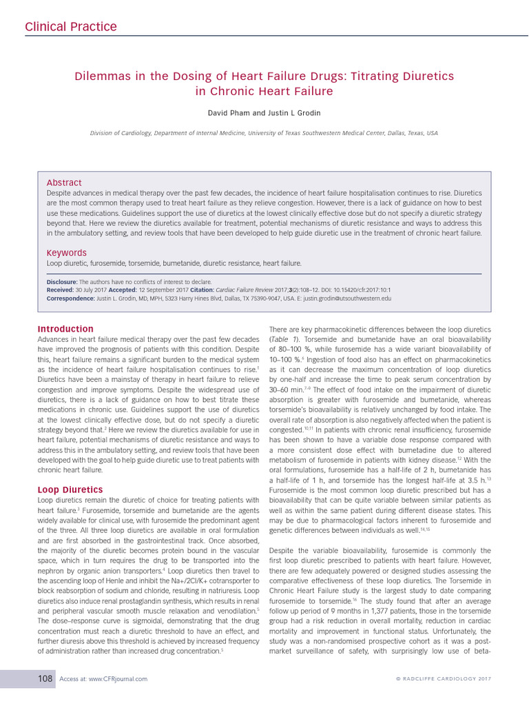 Dilemmas in The Dosing of Heart Failure Drugs Titrating Diuretics | PDF ...