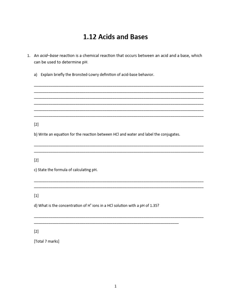 1.12 Acids and Bases | PDF | Buffer Solution | Ph