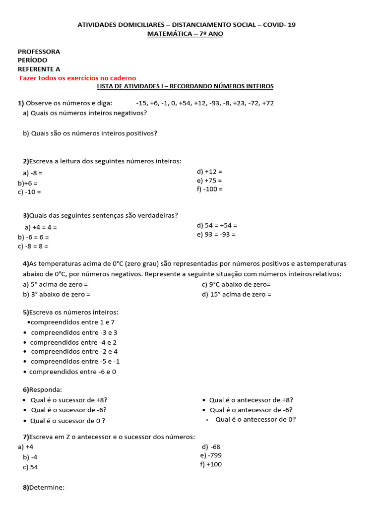 Exercicios Aula 1 | Download grátis PDF | Aritmética | Matemática