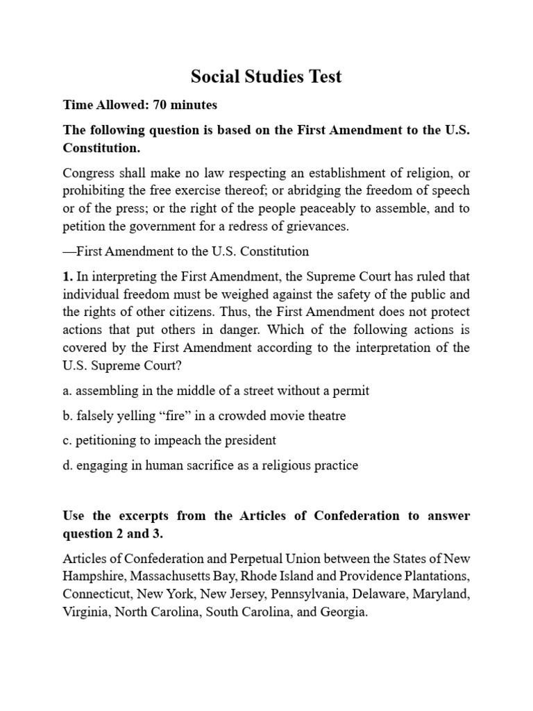 Social-Studies-Test-1 | PDF | First Amendment To The United States ...