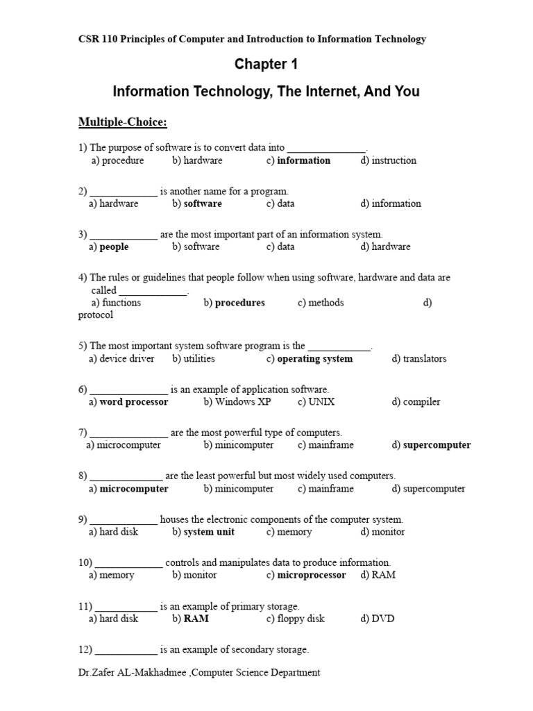 نسخة Q_Chapter1 | PDF | Computer Hardware | Microcomputers