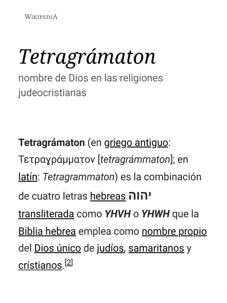 Tetragrámaton - Wikipedia, La Enciclopedia Libre | PDF | Tetragrammaton ...