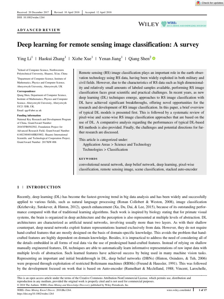 WIREs Data Min Knowl - 2018 - Li - Deep Learning For Remote Sensing ...