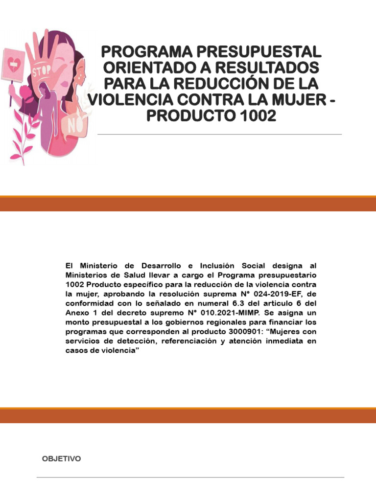 Programa Presupuestal Orientado A Resultados para La Reducción de La Violencia Contra La Mujer ...