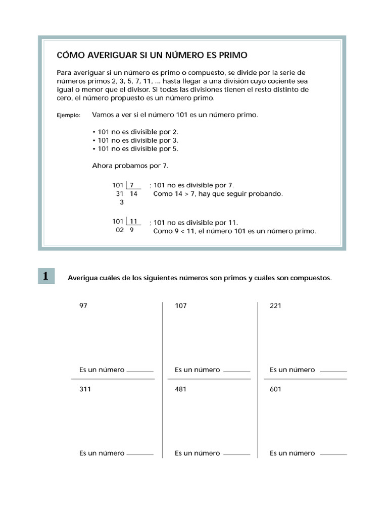 Como Averiguar Si Un Numero Es Primo | PDF