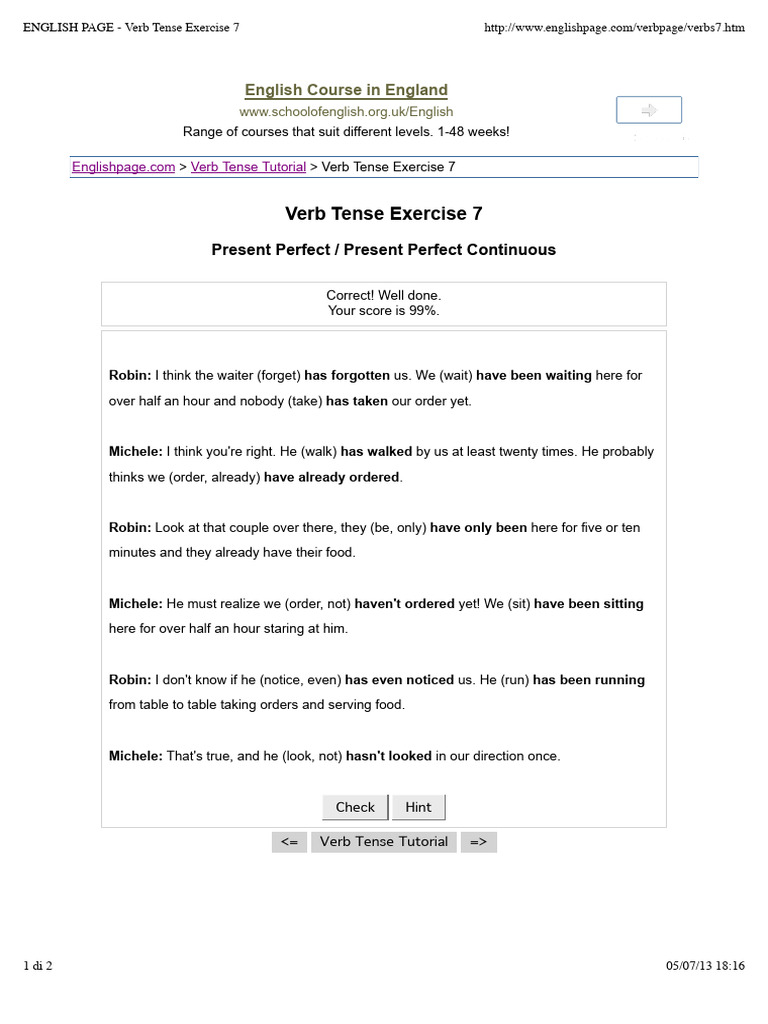 ENGLISH PAGE - Verb Tense Exercise 7 | PDF | Verb | Language Mechanics