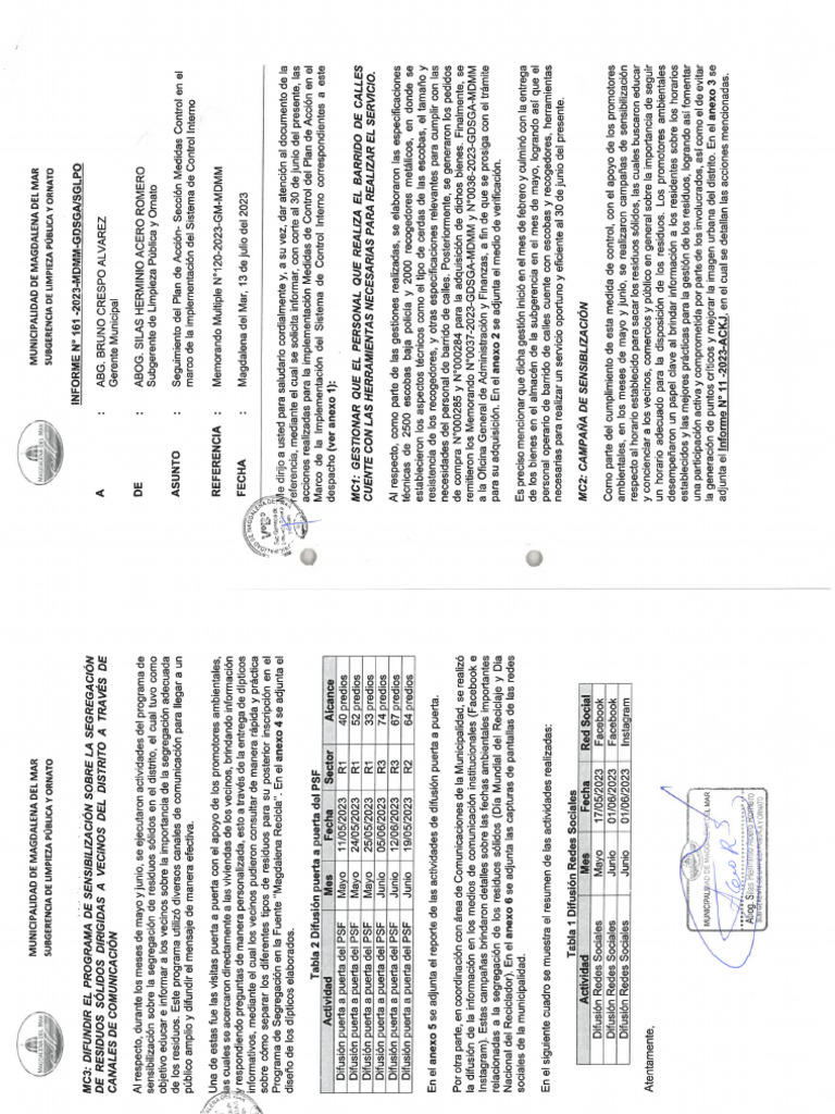Informe A Gerencia Municipal Sci | PDF Informe A Gerencia Municipal Sci | PDF
