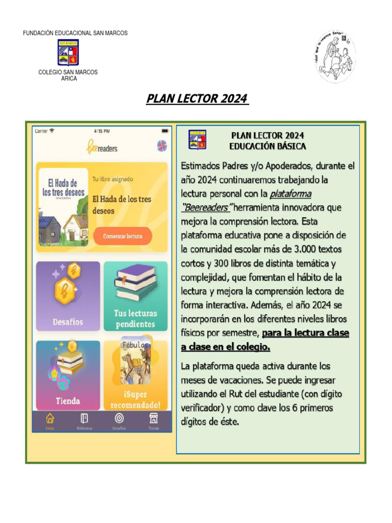 Plan Lector 2024 Educación Básica | PDF