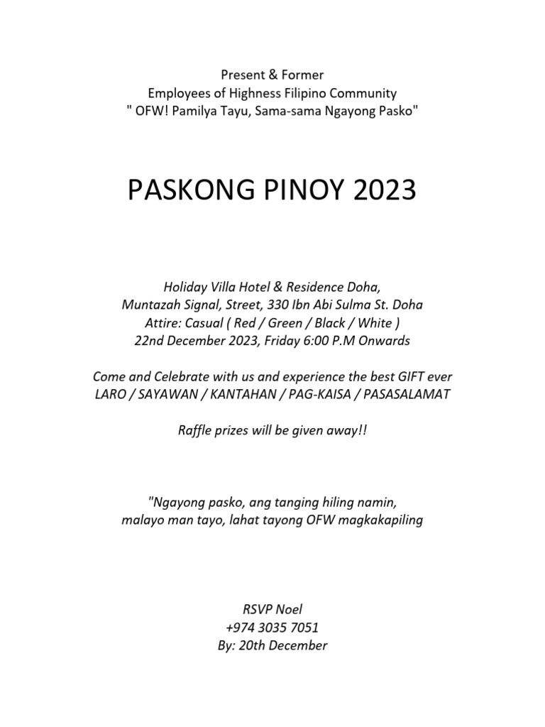 Program Paskong Pinoy 2023 | PDF