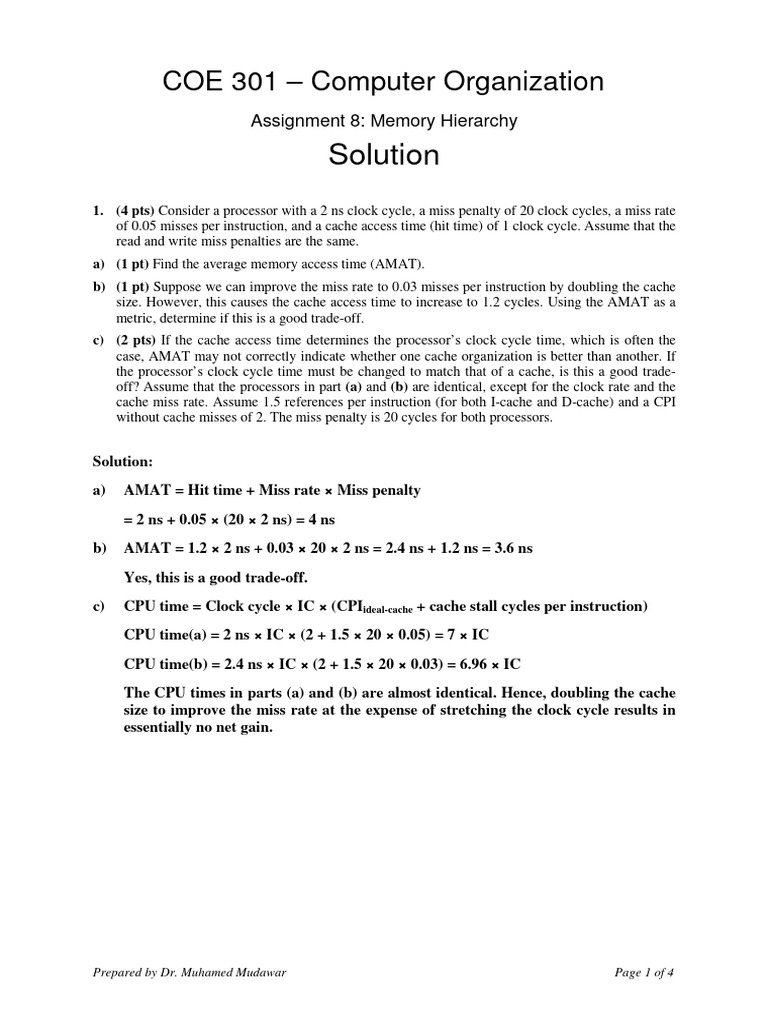A8 Solution 2 | PDF | Cpu Cache | Central Processing Unit
