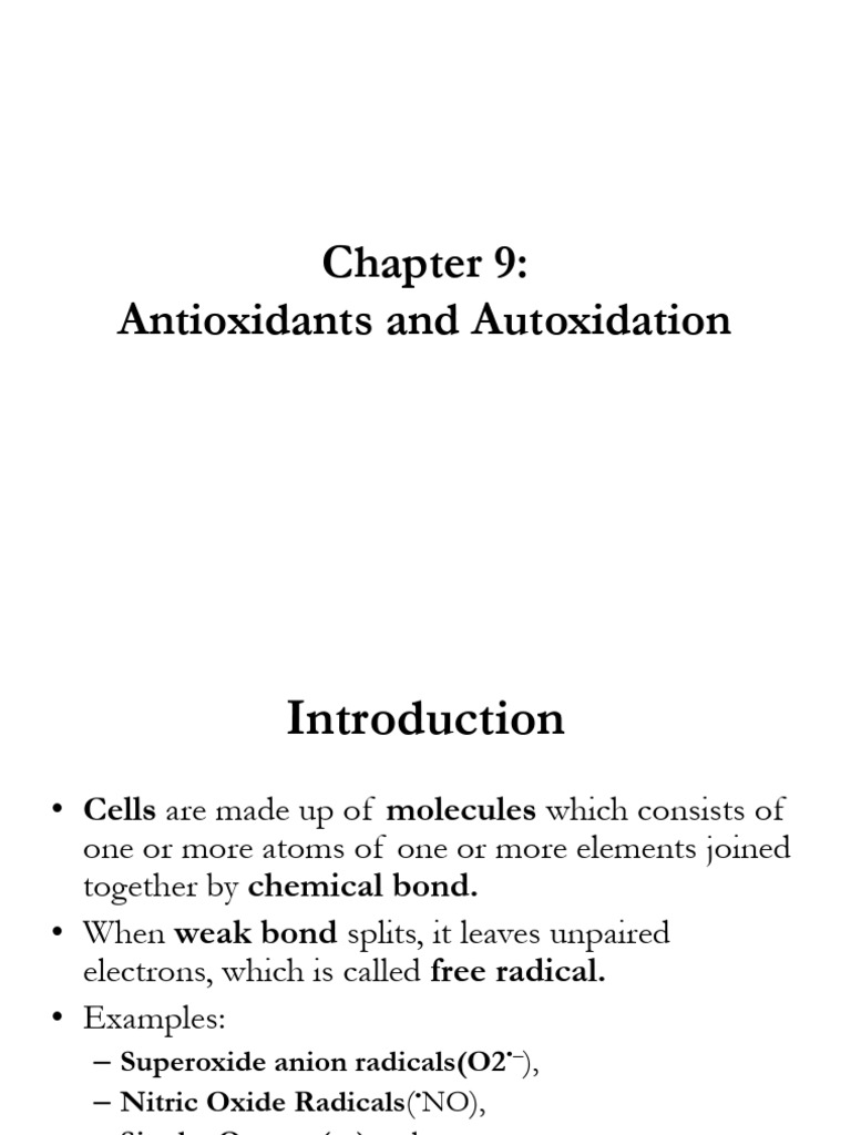 Chapter 9 & 10 Antioxidants and Autoxidation & Diagnostic Agents | PDF