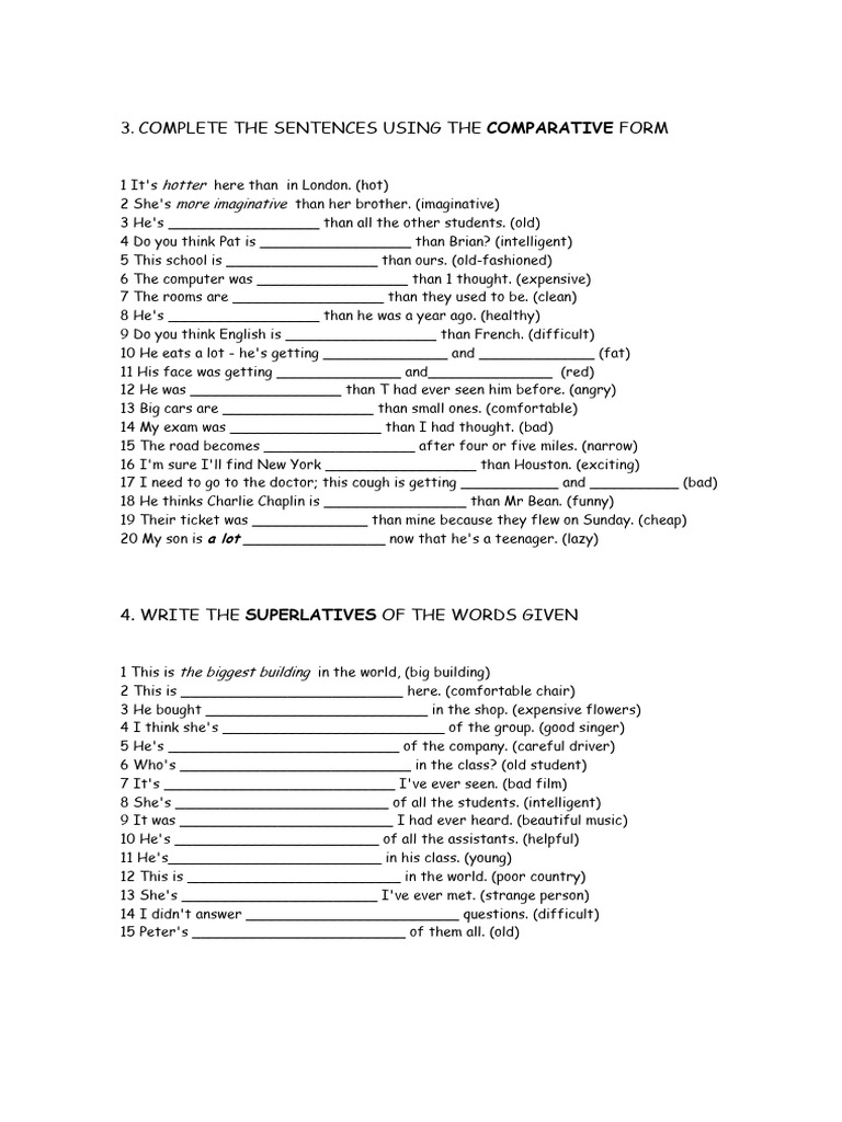 Comparative - Superlative1 2 Extra Pages | PDF