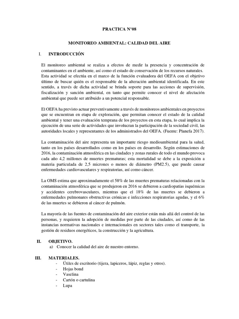 Practica 8 | PDF | La contaminación del aire | Contaminación