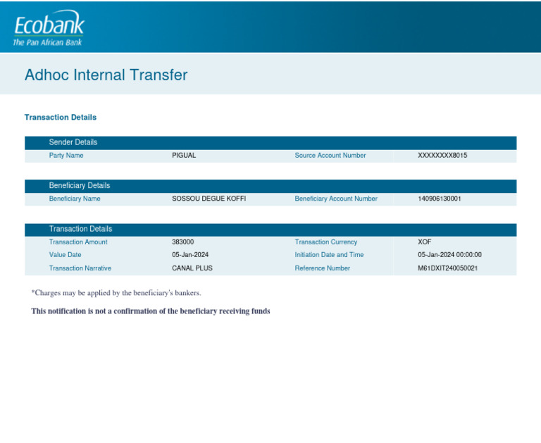 Adhoc Internal Transfer Details | PDF