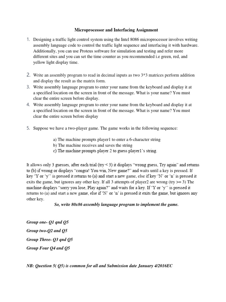 Microprocessor and Interfacing Assignment | PDF